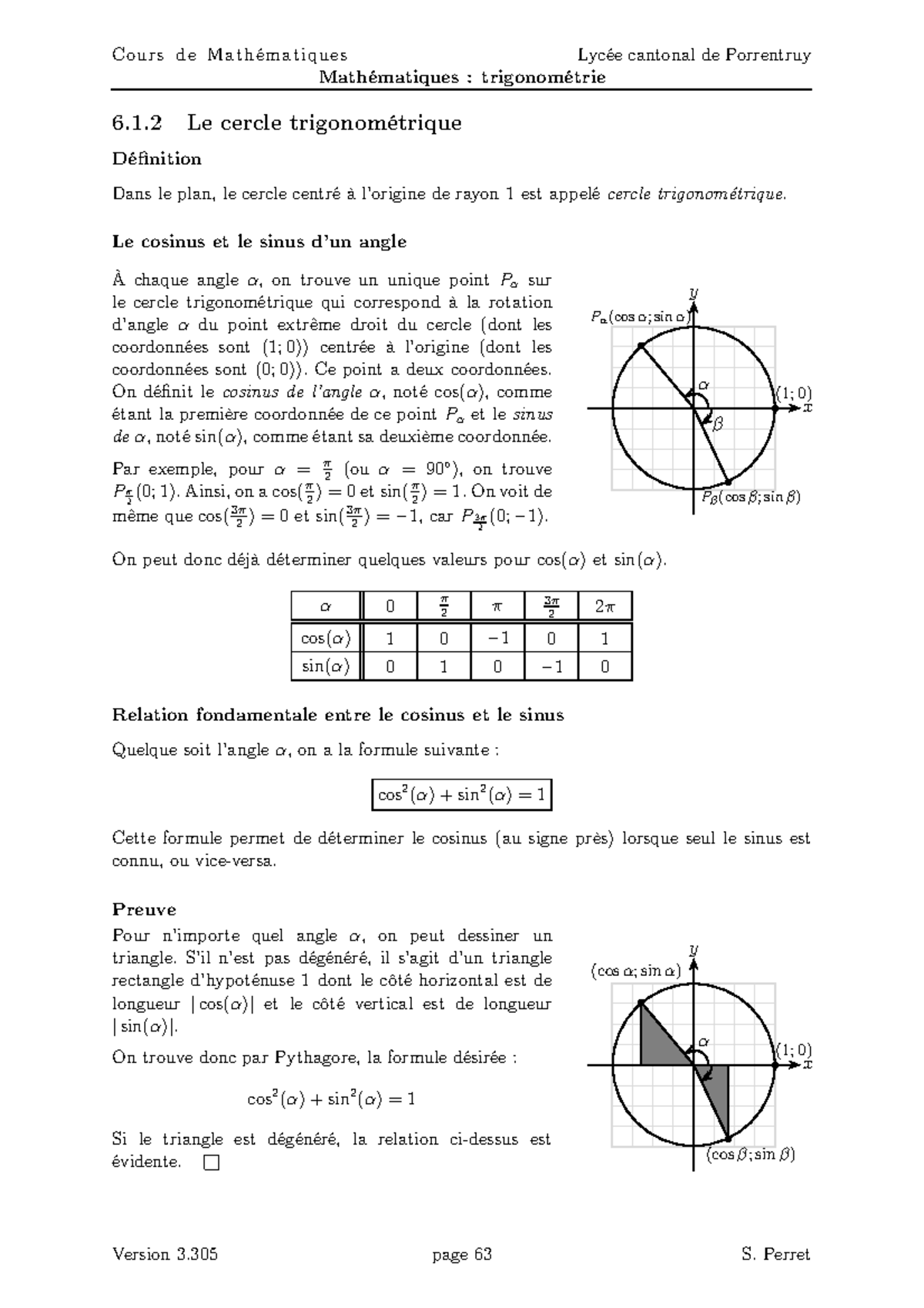 Cours DF-25 - Cours de Mathématiques Mathématiques : trigonométrie Lycée cantonal de Porrentruy ...