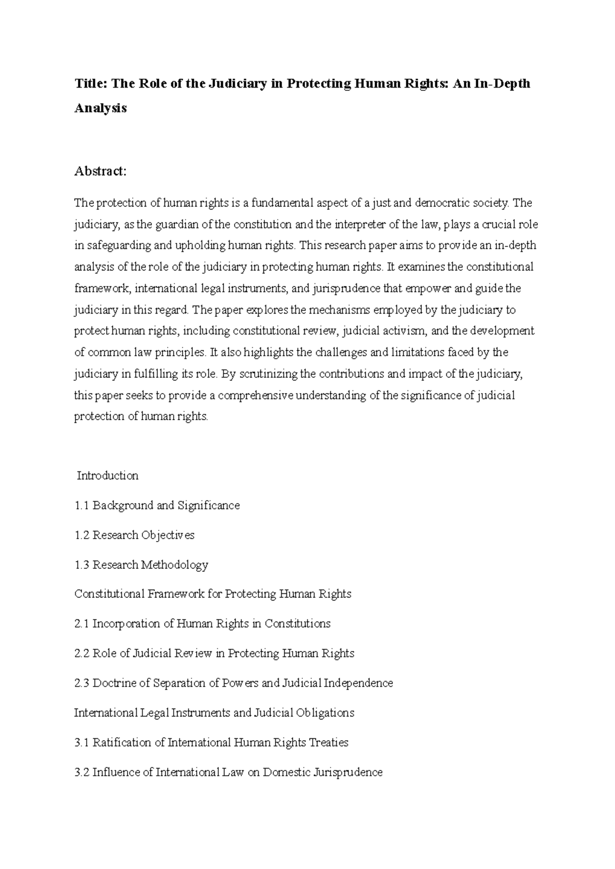 Juris Paper - Title: The Role of the Judiciary in Protecting Human ...