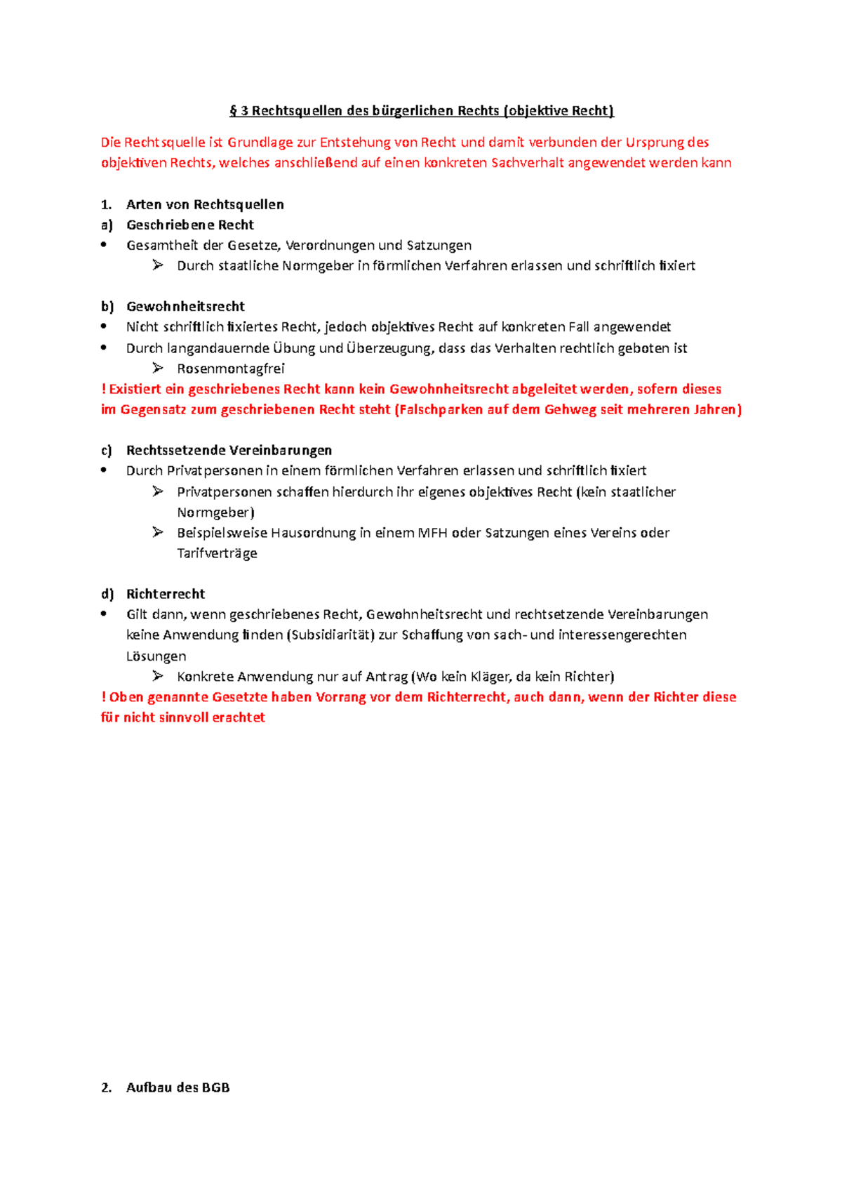 3 Rechtsquellen des bürgerlichen Rechts - Arten von Rechtsquellen a ...