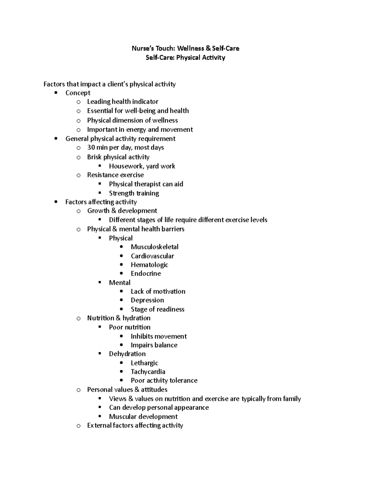 NT - WSC - Physical Activity - Nurse’s Touch: Wellness & Self-CareSelf ...