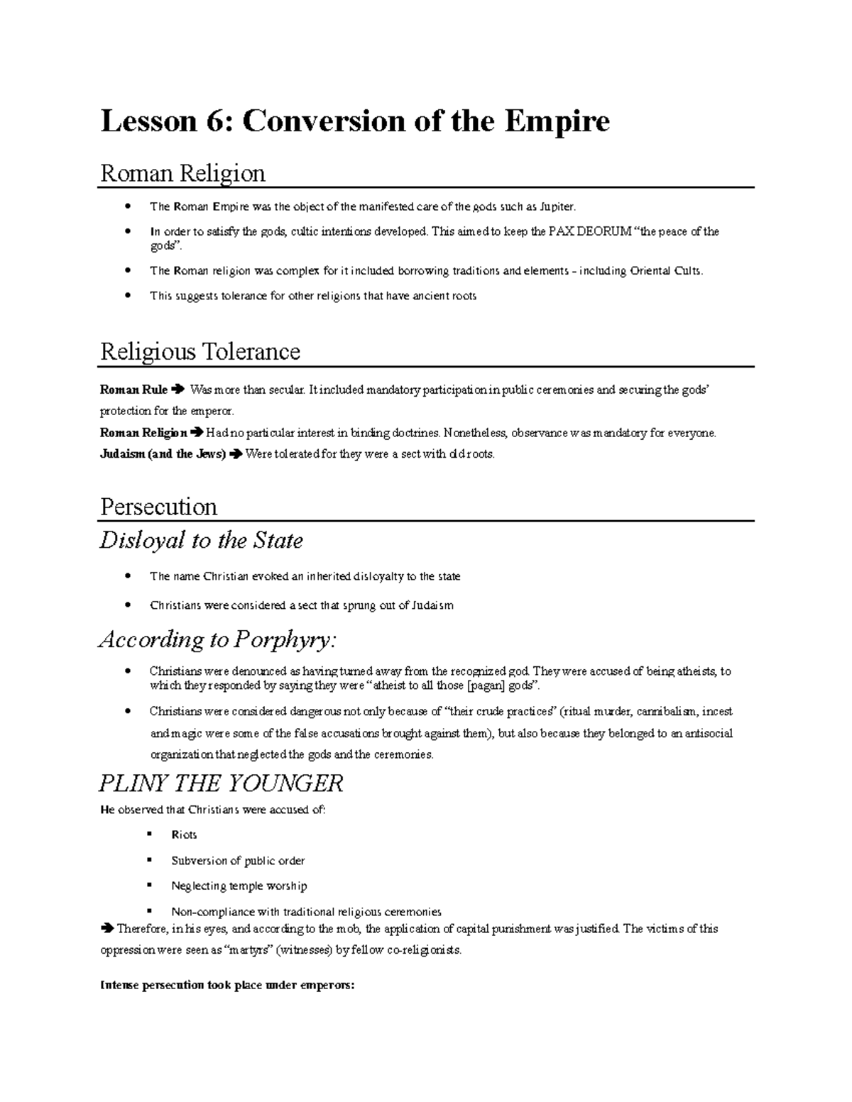 Lesson 6 - Slide Notes - Lesson 6: Conversion of the Empire Roman ...