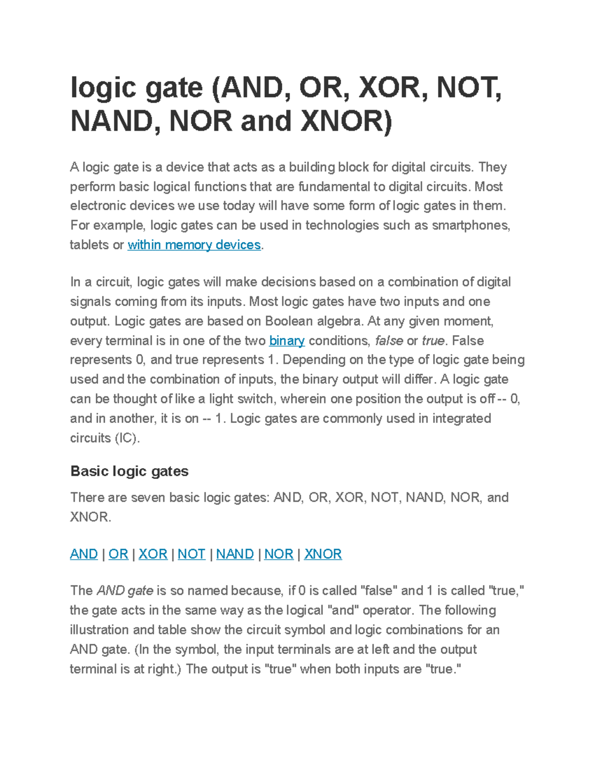 Logic-gate - Logic gates function and names - logic gate (AND, OR, XOR ...