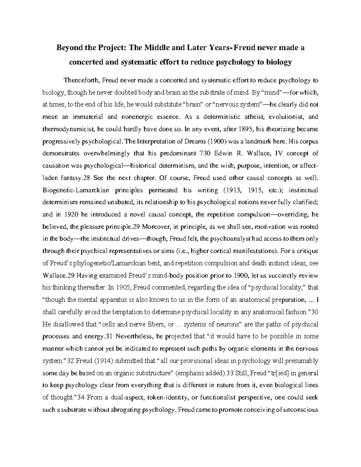 Beyond the Project- The Middle and Later Years- Freud never made a ...