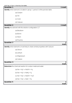 Chemistry year 10 revision notes - Chemistry | Atoms Definitions atom ...