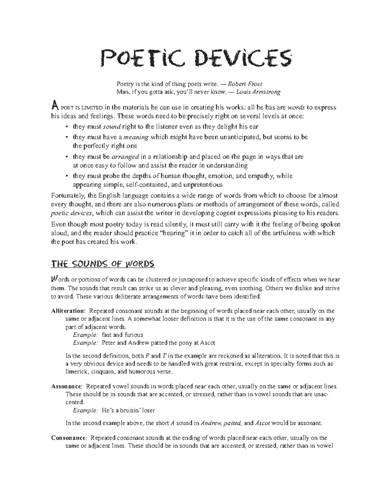 Devices - Poetic Devices Poetry is the kind of thing poets write ...