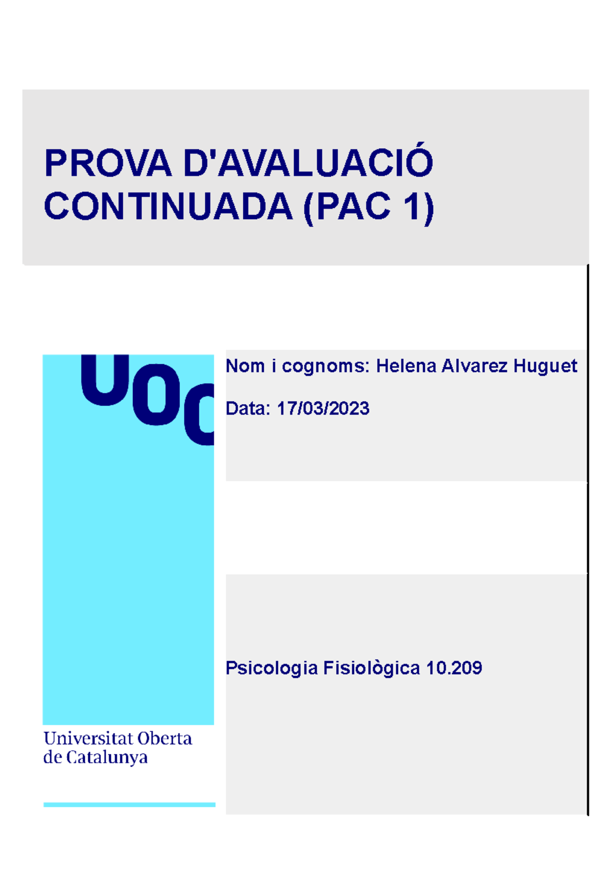 Alvarez huguet helena pac1psicofisiologica - PROVA D'AVALUACIÓ ...