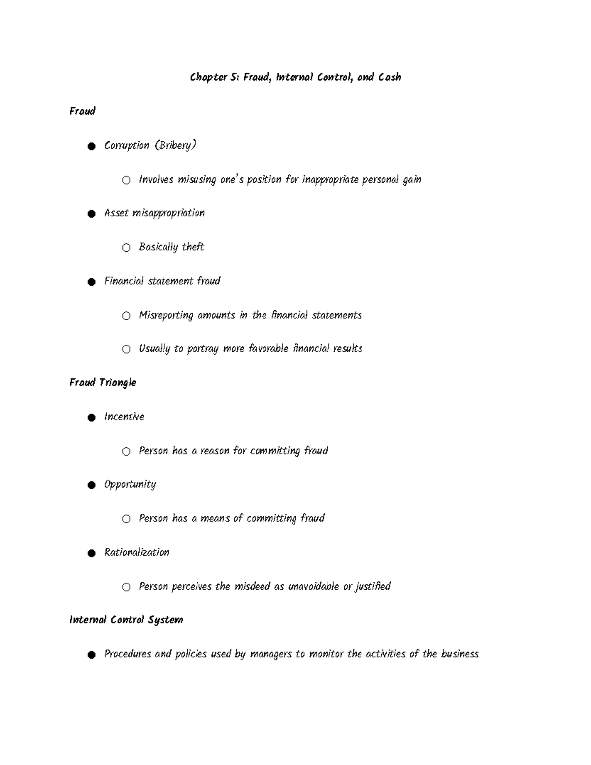 ACCT 240 Notes - Chapter 5: Fraud, Internal Control, and Cash Fraud ...