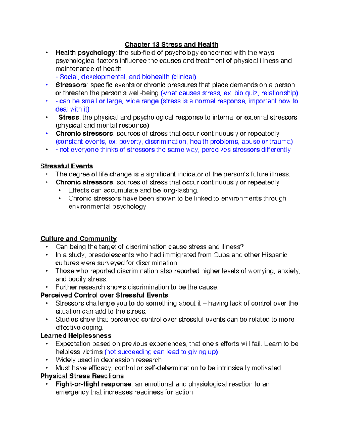 Chapter 13- Stress and Health - Chapter 13 Stress and Health Health ...