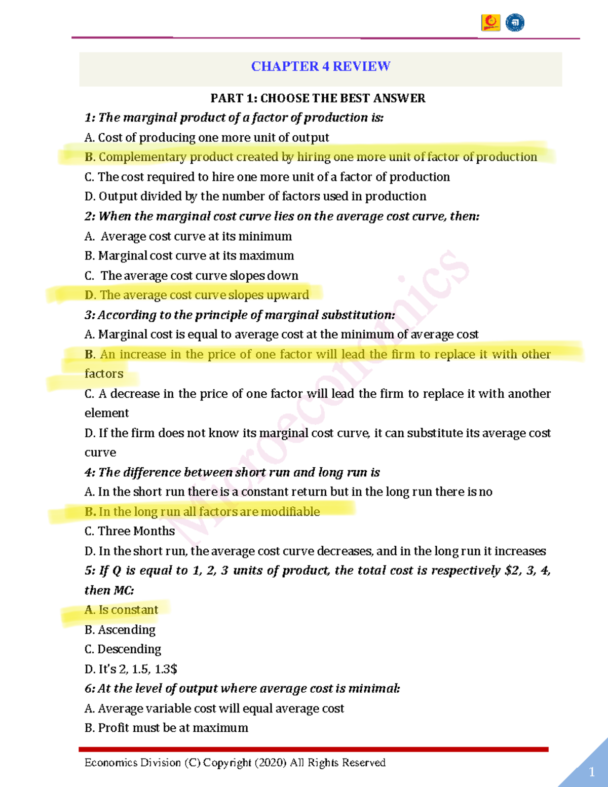 Chapter 4 Review - Economics Division (C) Copyright (2020) All Rights ...