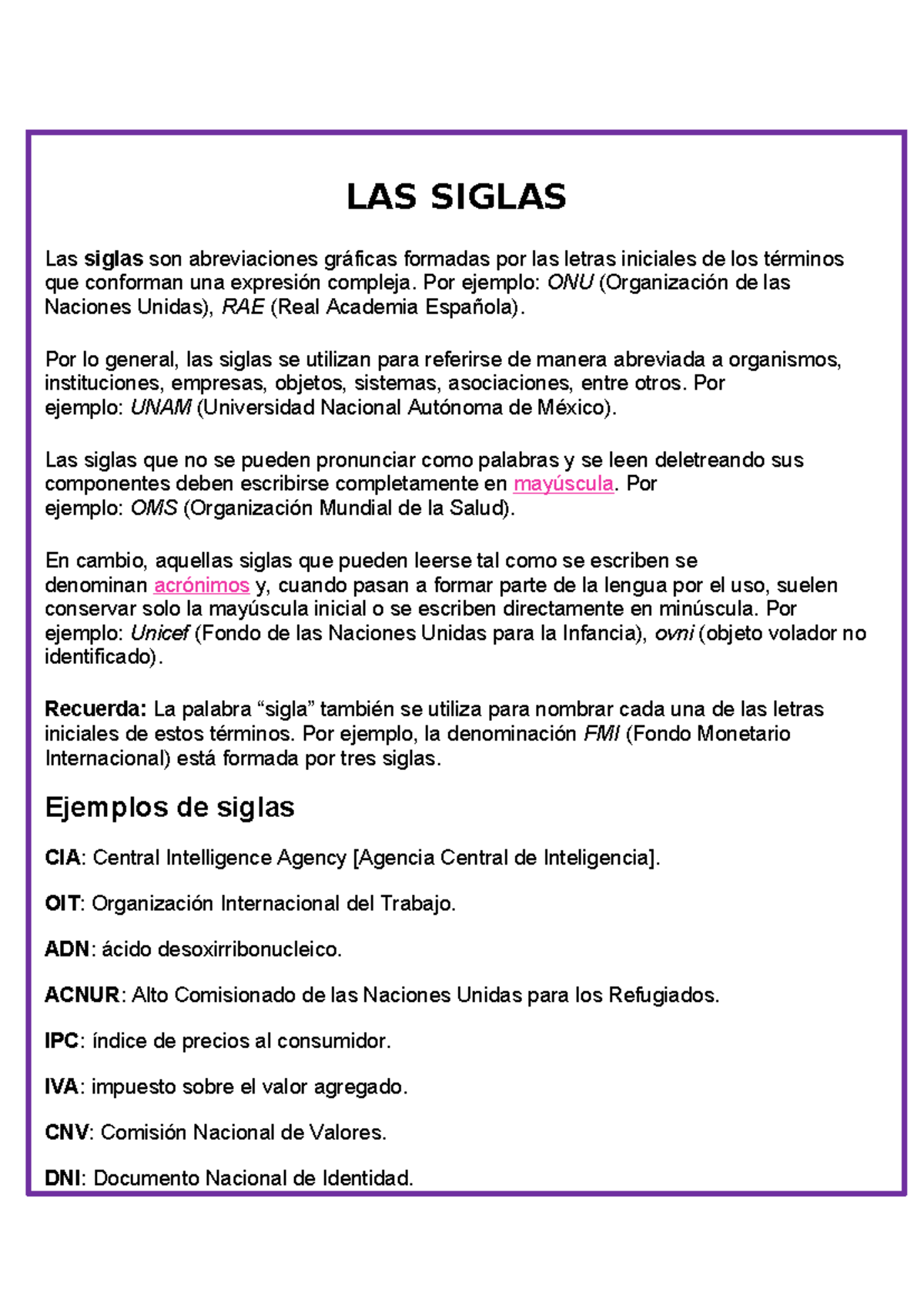 LAS Siglas - libro adecuado para mayores de 6+ - LAS SIGLAS Las siglas ...