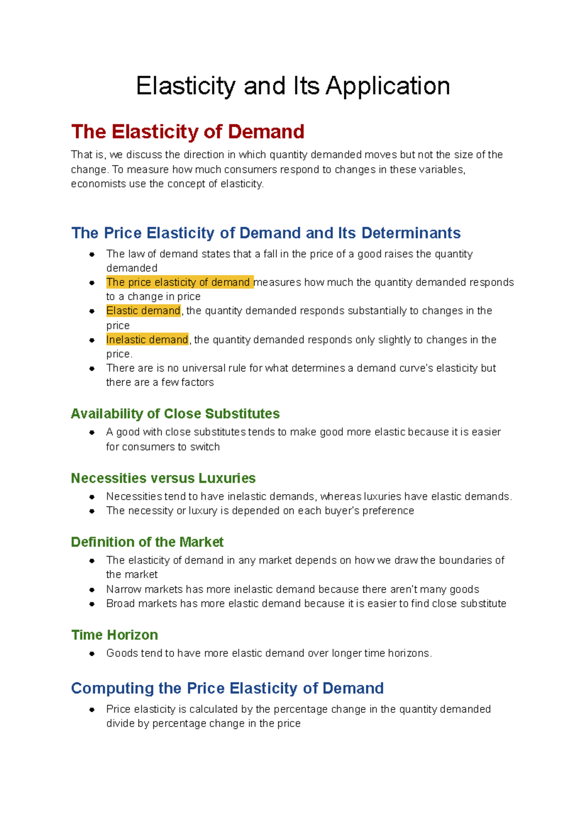 Principle of Economics George Mankiw Summary Notes Chapter 5 ...