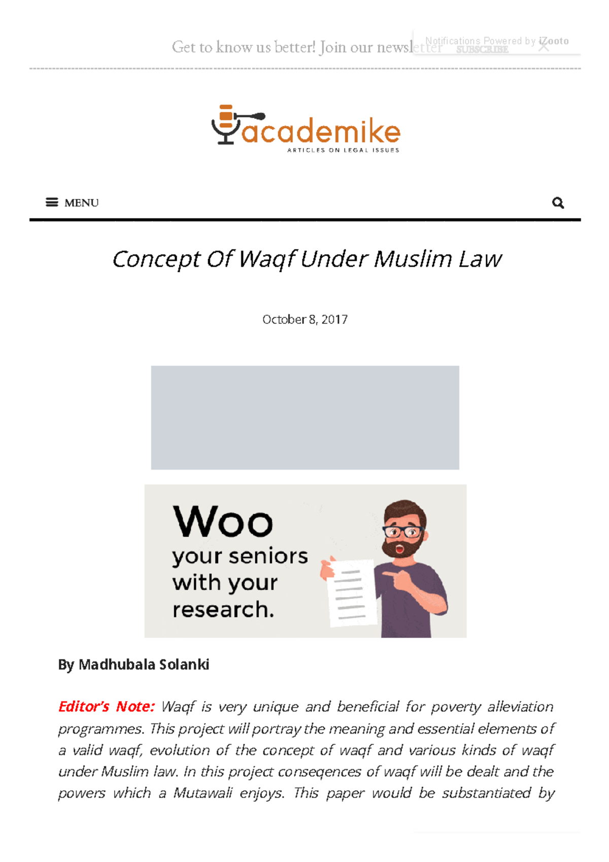 Concept Of Waqf Under Muslim Law - Academike - Get to know us better ...
