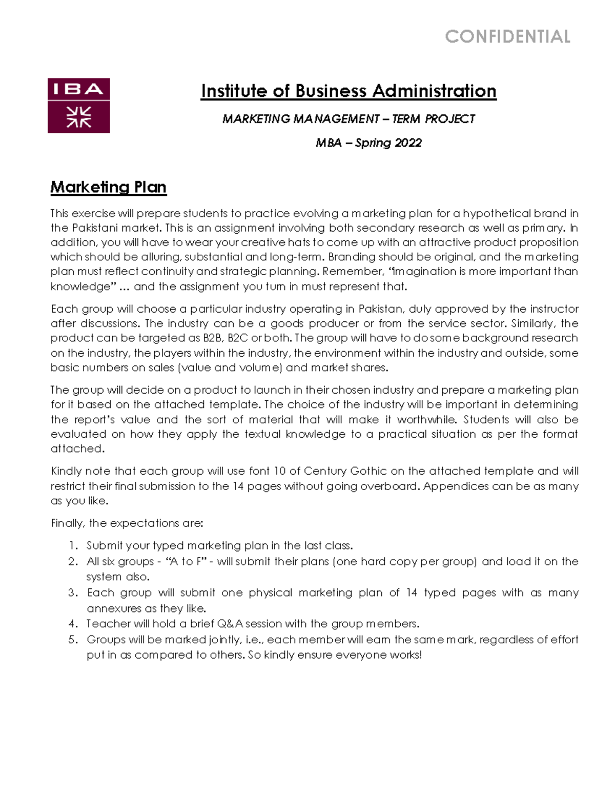 Marketing PLAN - Gold Banking Product - Institute of Business ...