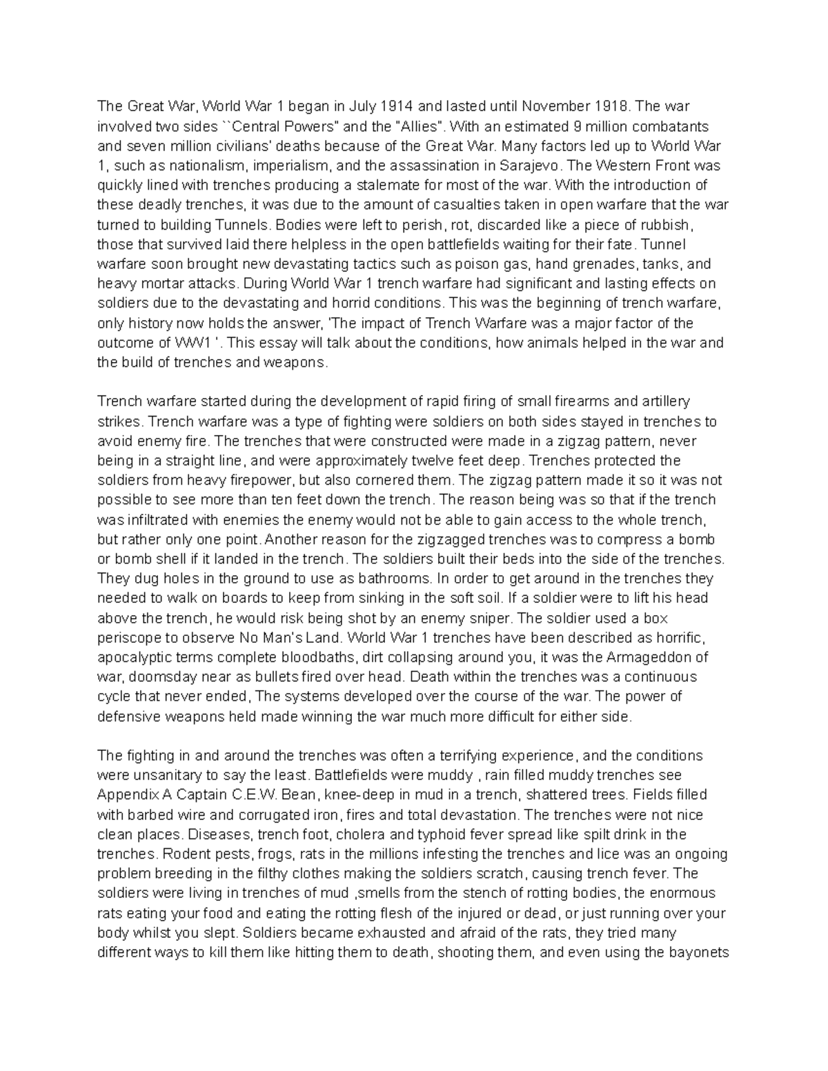 The Nature of Warfare During World War 1 - The Great War, World War 1 ...