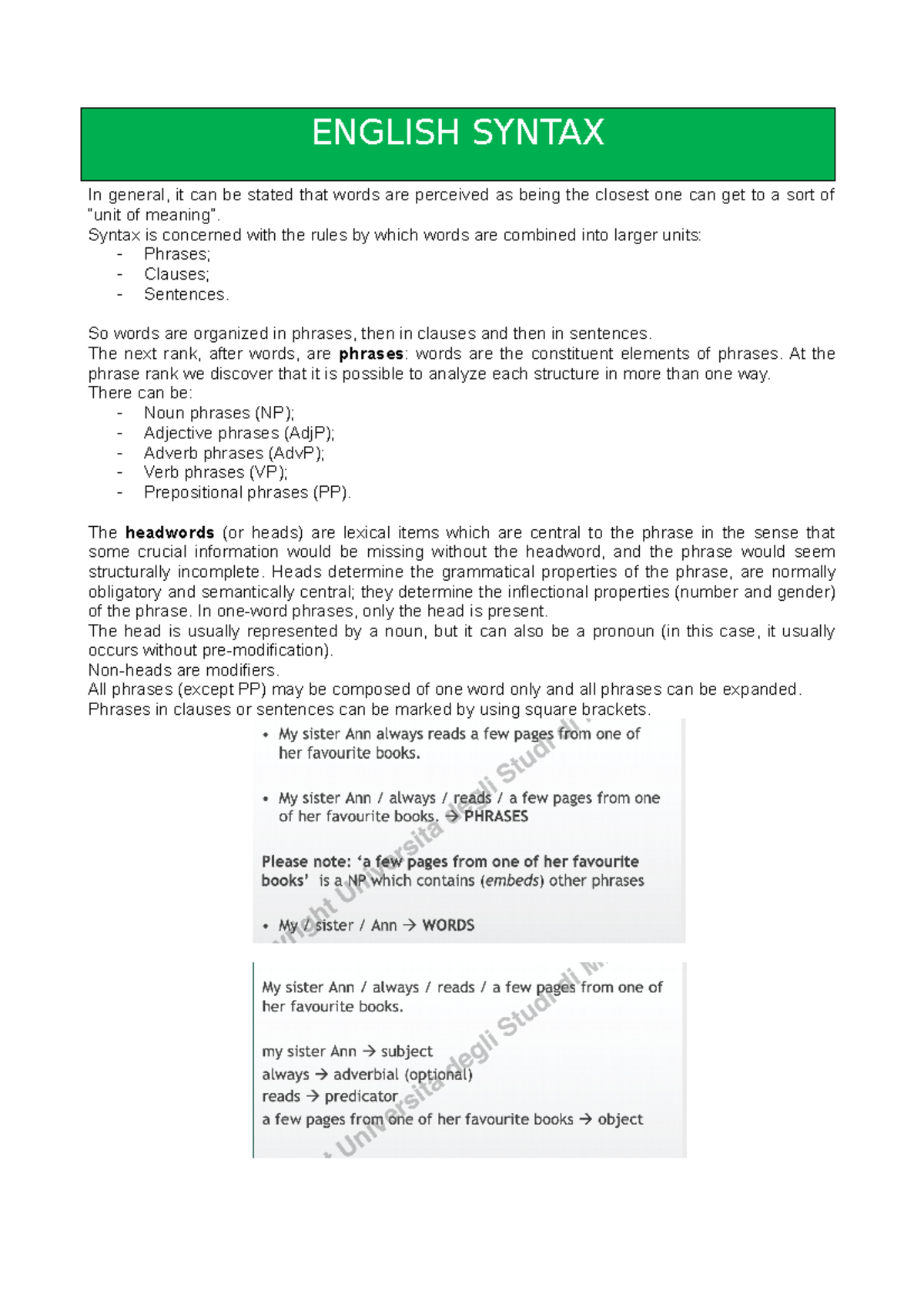 English syntax - In general, it can be stated that words are perceived ...