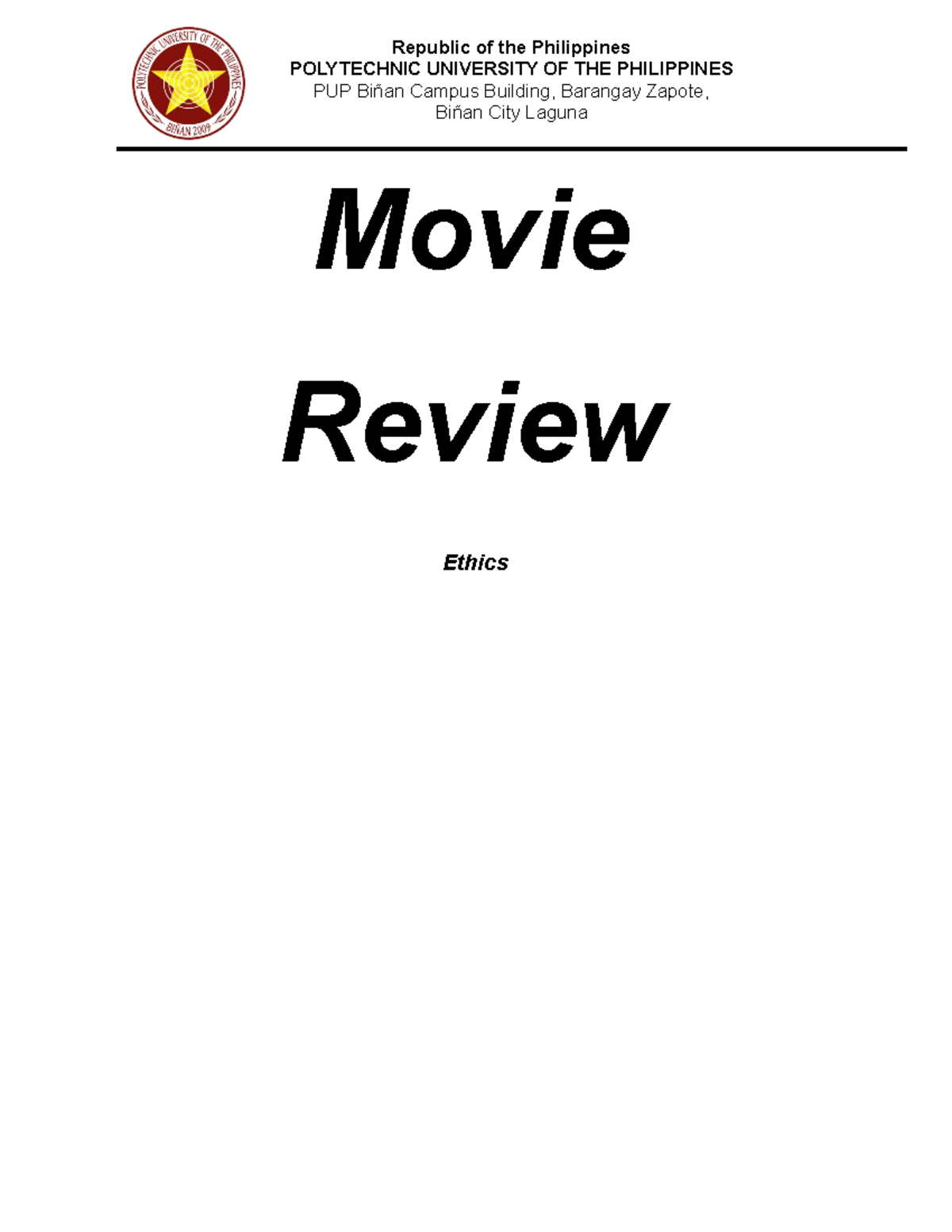 Movie-Review - learning materials - Movie Review Ethics Republic of the ...