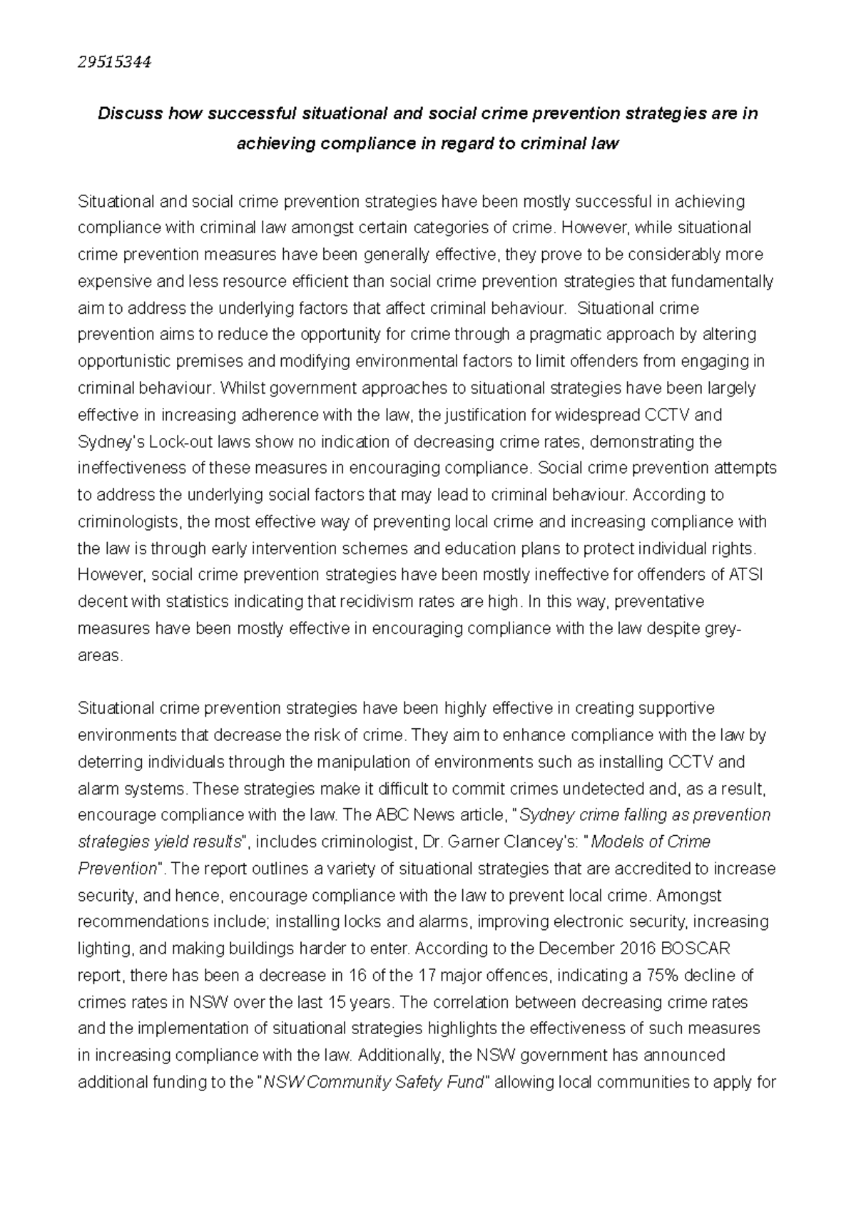 Essay on Situational & Social Crime Prevention (Neilab Osman) - Discuss ...