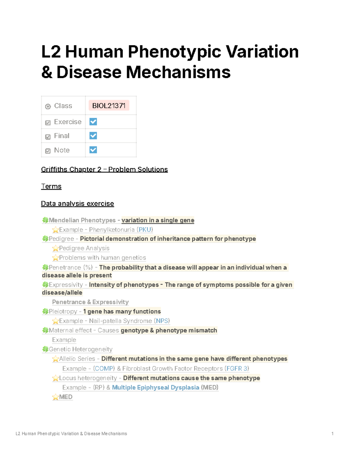 L2 Human Phenotypic Variation & Disease Mechanisms ...