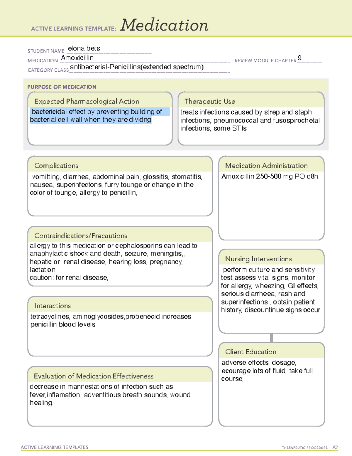 Amoxicillin Pharmacology Graded 100 Assignment ACTIVE LEARNING