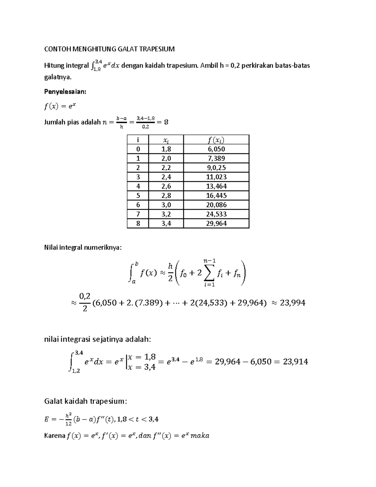 Contoh Menghitung Galat Trapesium - CONTOH MENGHITUNG GALAT TRAPESIUM ...