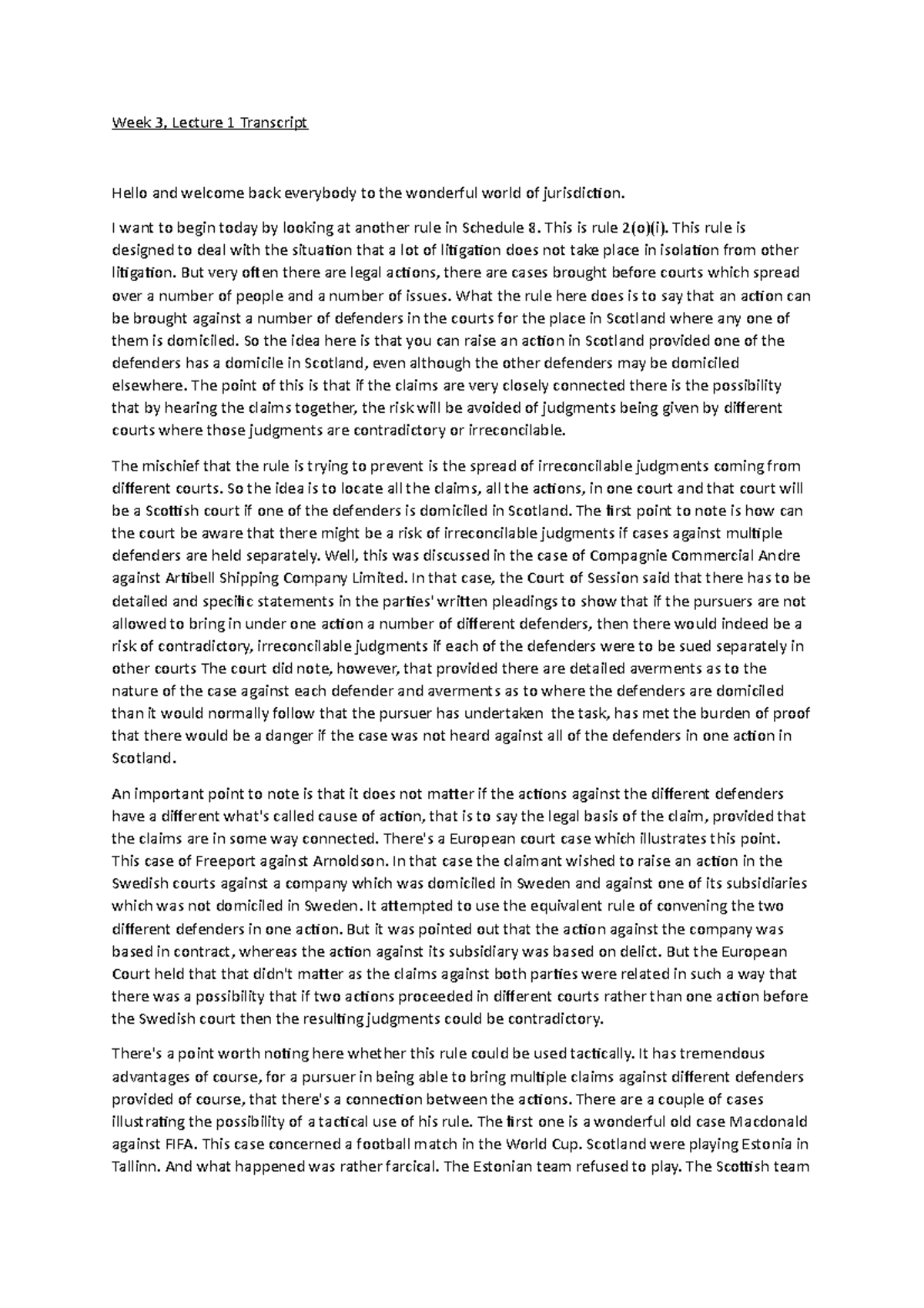 IP Lecture 5 Transcript - Week 3, Lecture 1 Transcript Hello and welcome back everybody to the ...