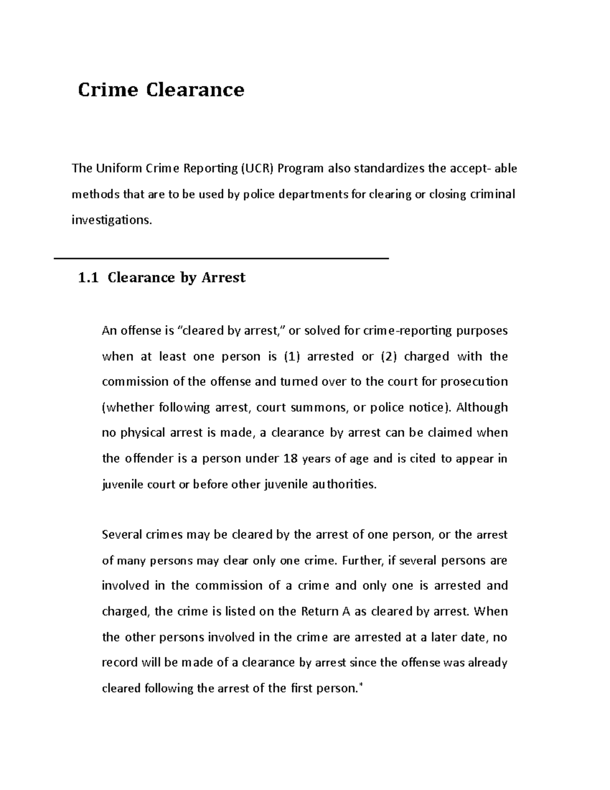 Crime Clearance - Crime Clearance The Uniform Crime Reporting (UCR ...