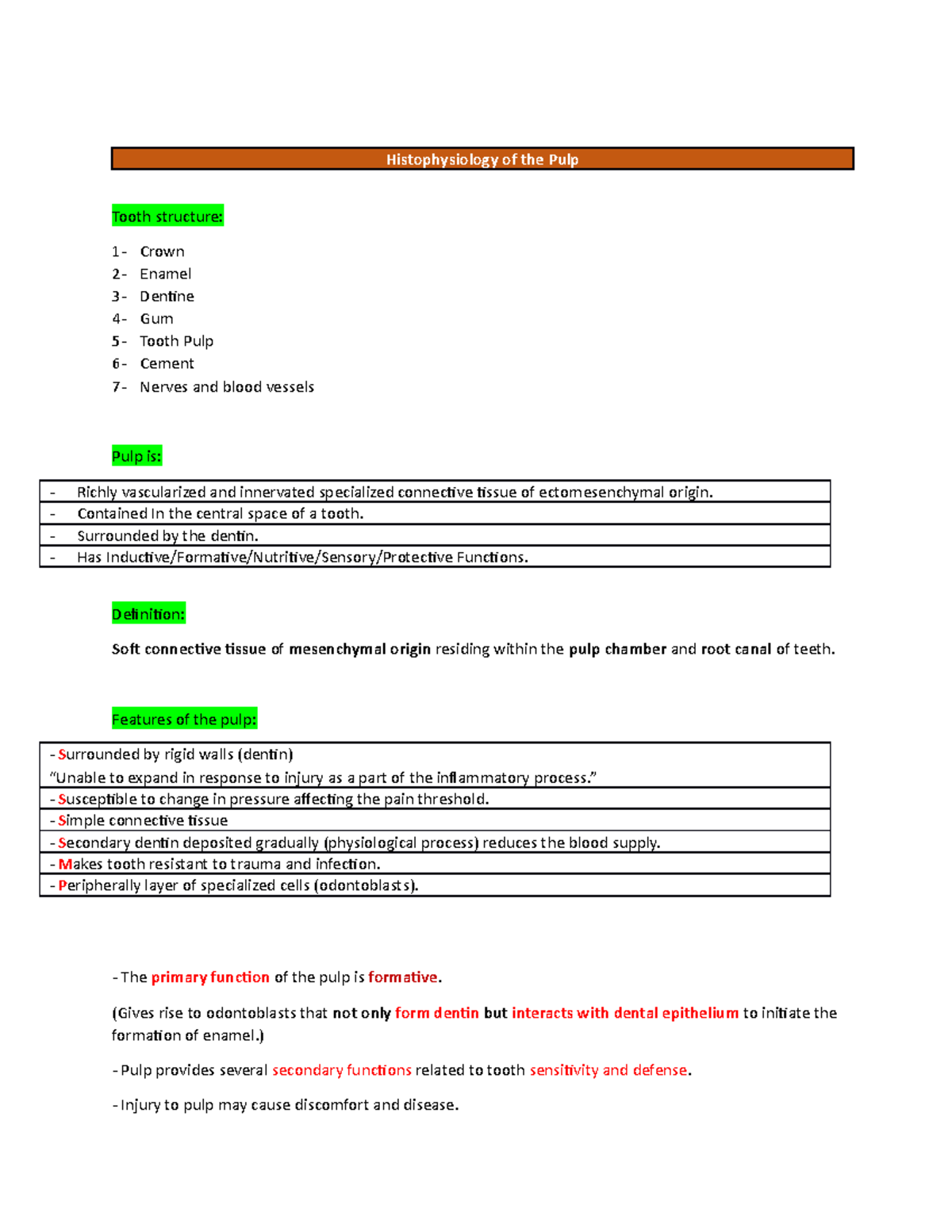 Histophysiology of the Pulp - Histophysiology of the Pulp Tooth ...