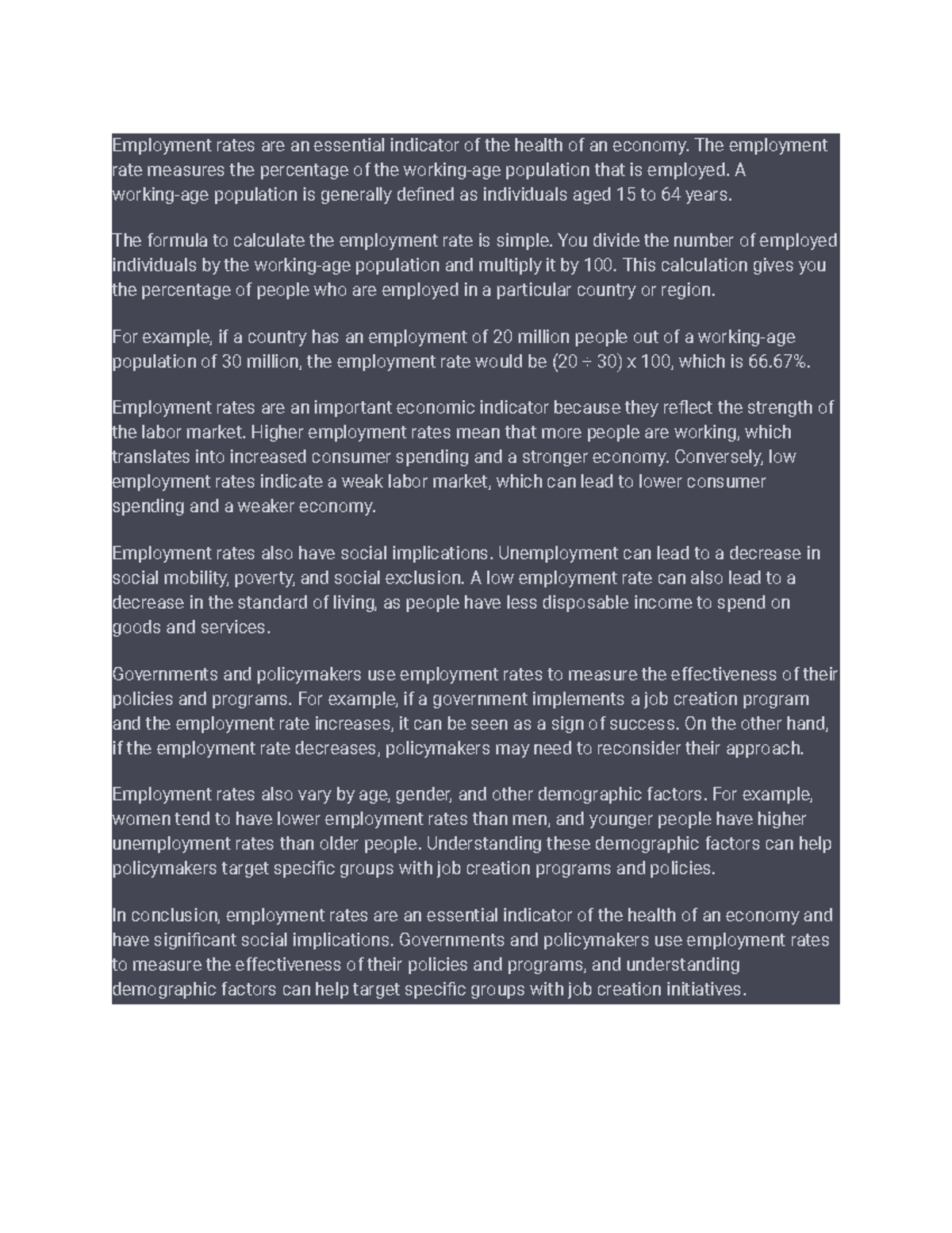 Econ101 Lecture Notes 4 Employment Rates Are An Essential Indicator Of The Health Of An