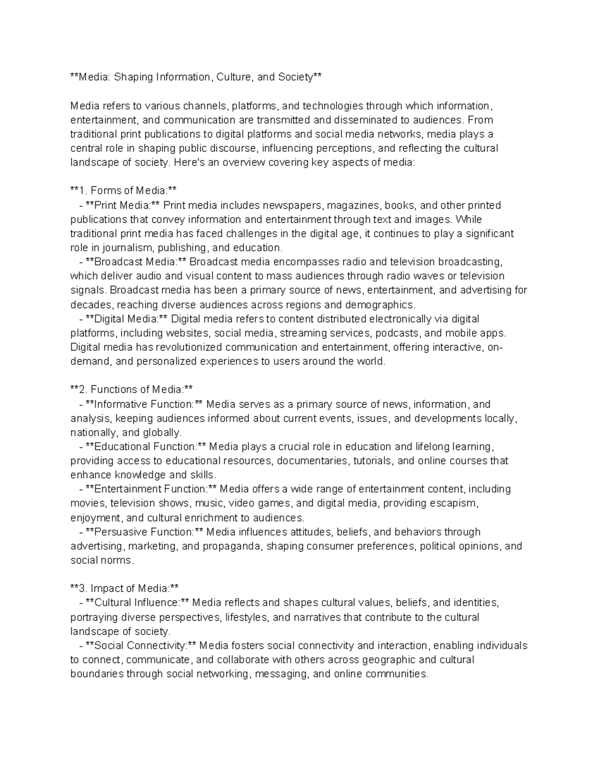 Media Shaping Information, Culture, and Society - From traditional ...