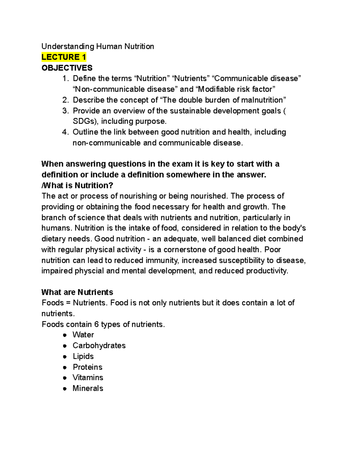 HUNT141 Lecture notes - Human Nutrition - University of Otago - Studocu