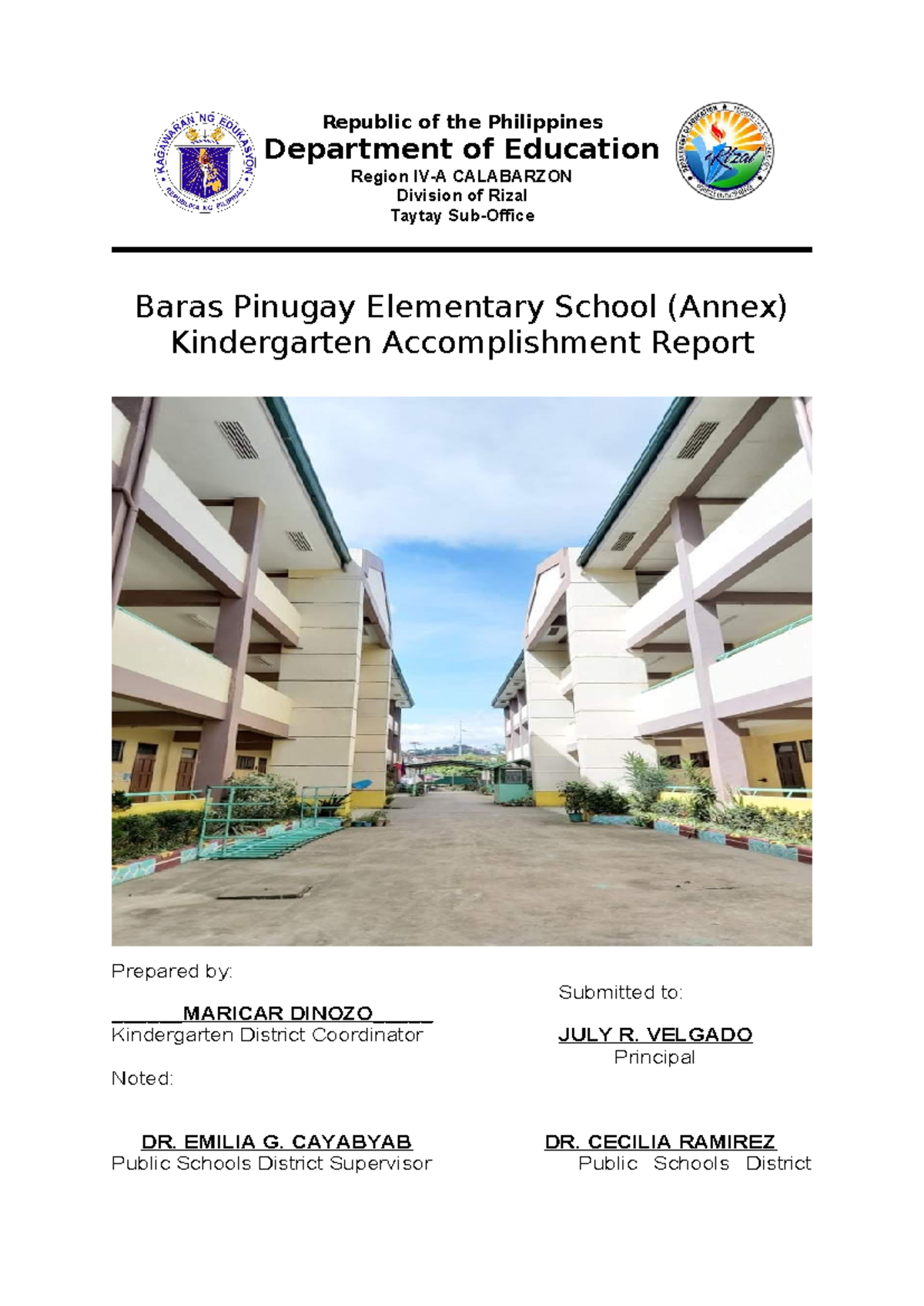 Accomplishment report - Republic of the Philippines Department of ...