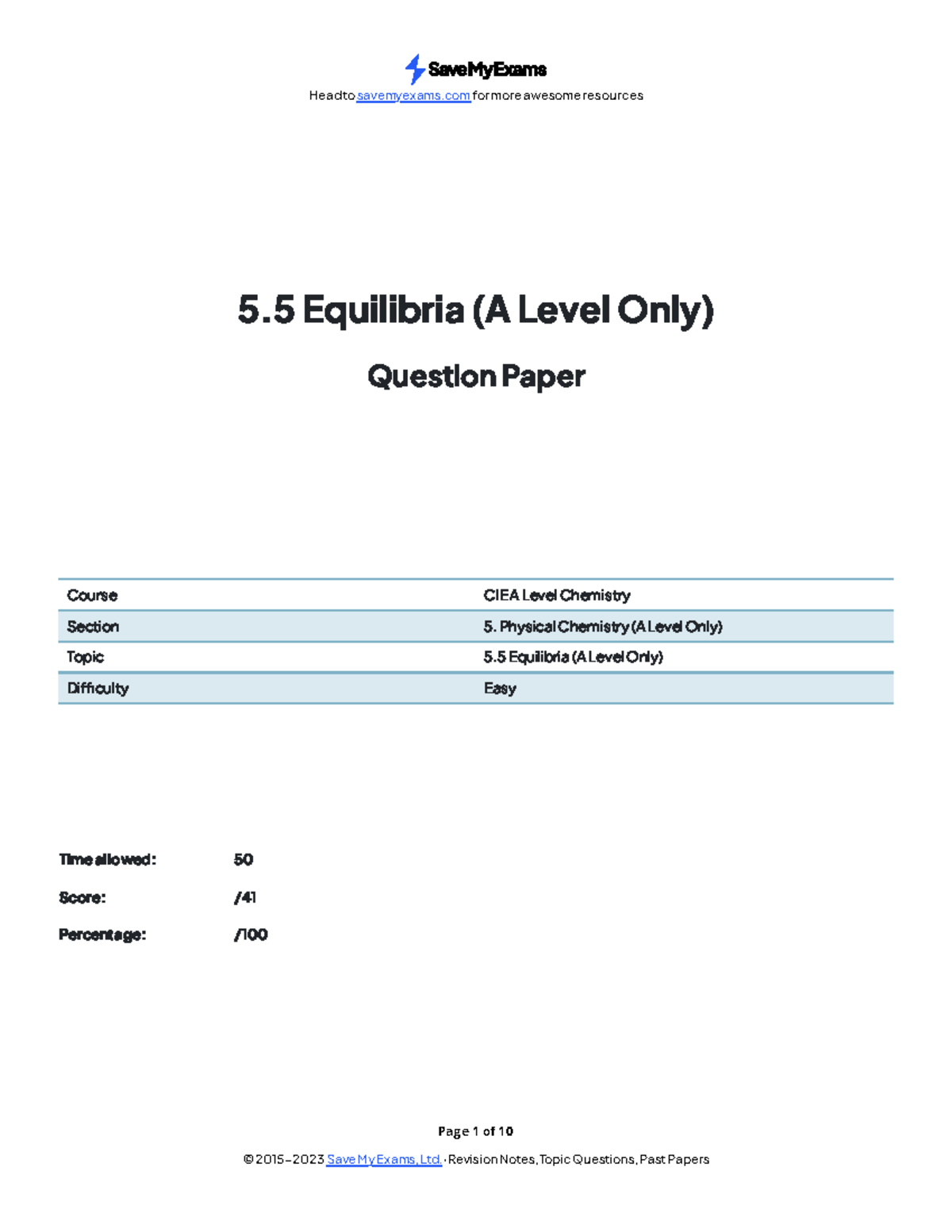 Equilibria A level Easy - Page 1 of 10 5 Equilibria (A Level Only ...