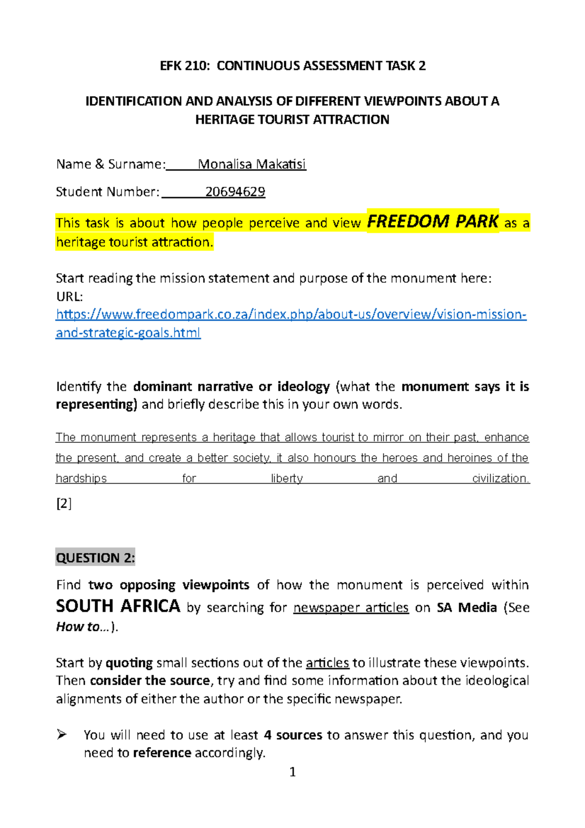 EFK 210 CA 2 - Continuous assignments are short work that are uploaded ...