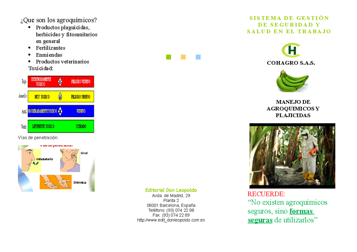 Folleto manejo de agroquimicos - ¿Que son los agroquímicos? Productos ...