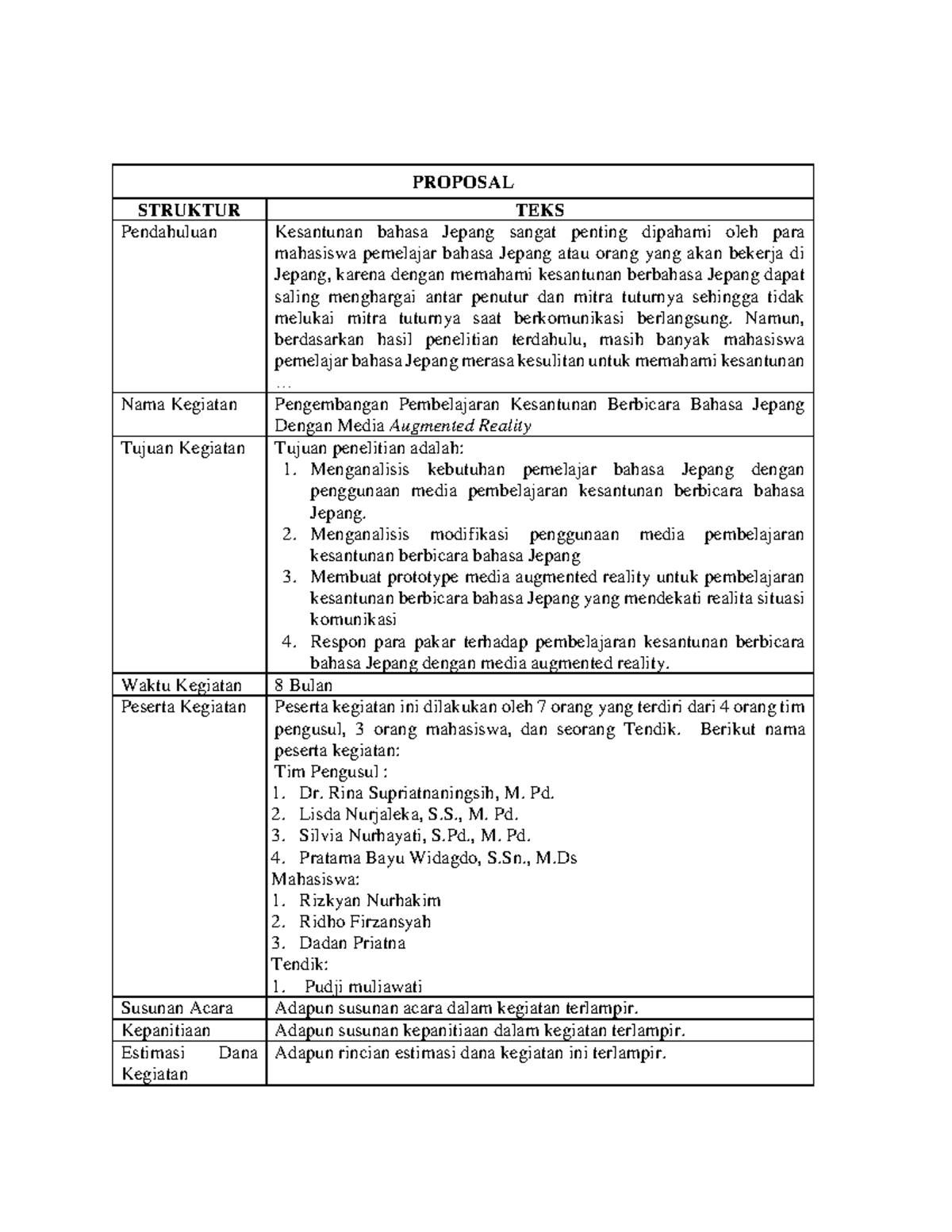 Contoh Struktur Menganalisis Proposal Penelitian - PROPOSAL STRUKTUR ...