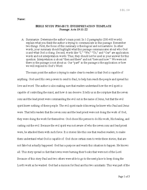 Bible Study Project Observation Assignment - Name: Erin Weinmann BIBLE ...