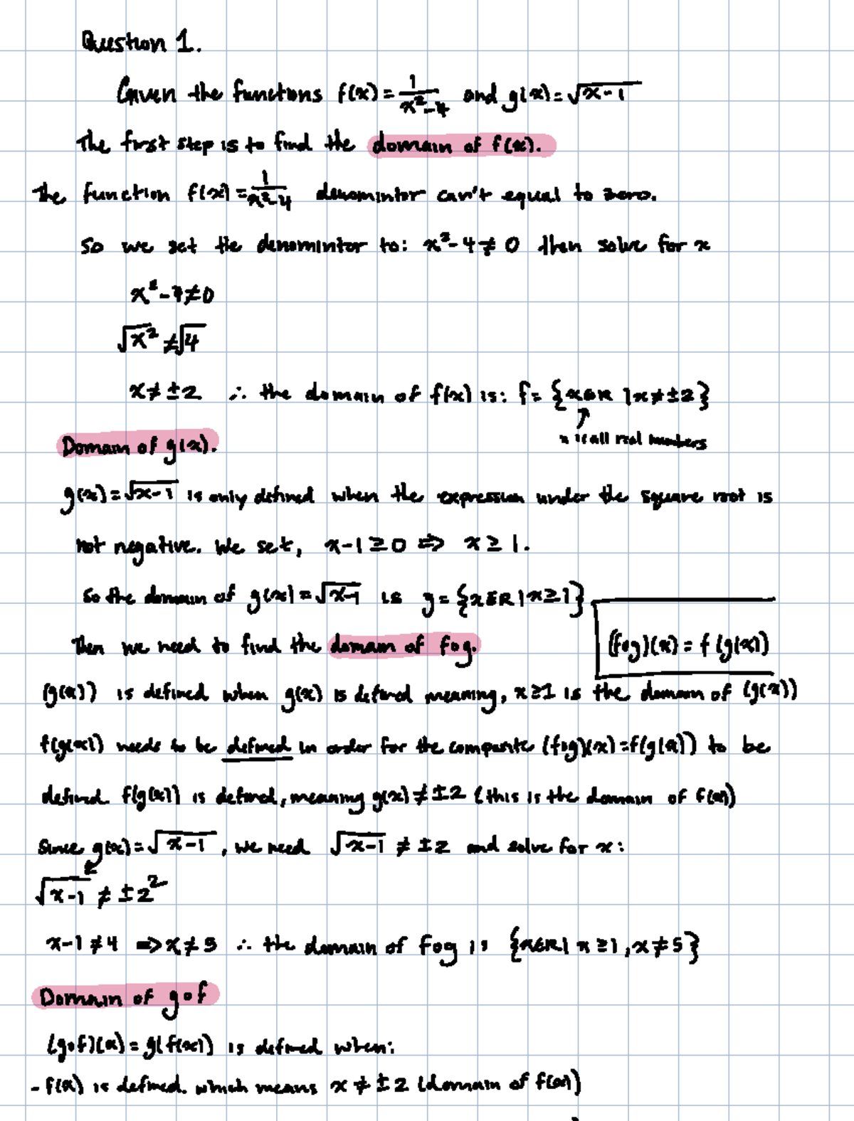 Calc 1000 Assignment 1 - Question 1 Given the functions that and glal ...