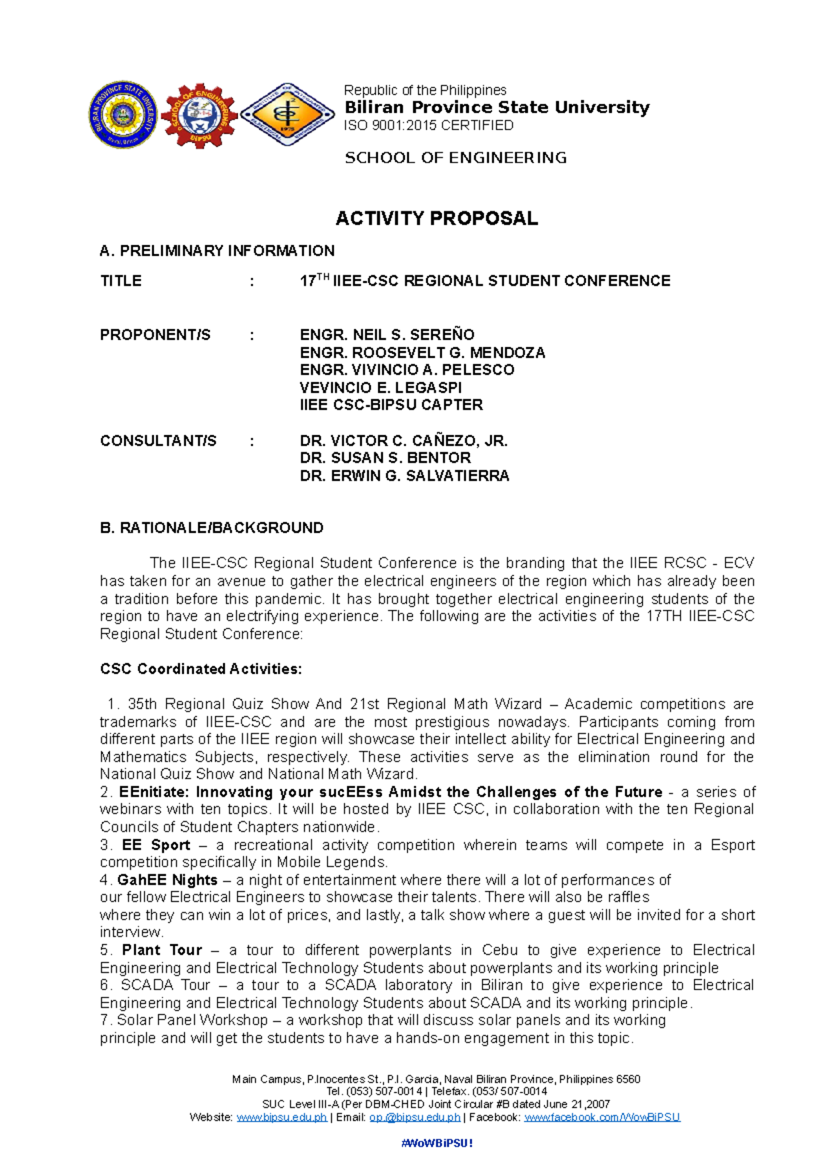Final Proposal FOR Rscon - Republic of the Philippines Biliran Province ...