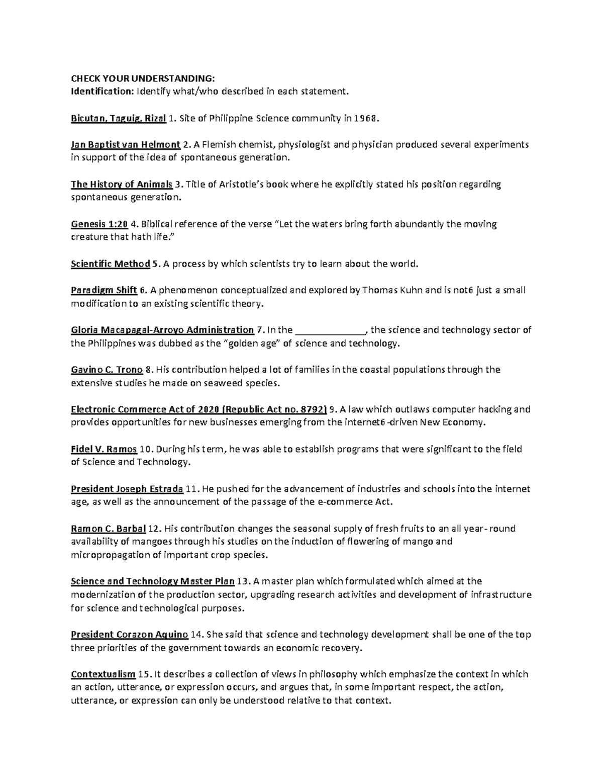 Al Rhakeem STS BSPA 2-1 - CHECK YOUR UNDERSTANDING: Identification ...
