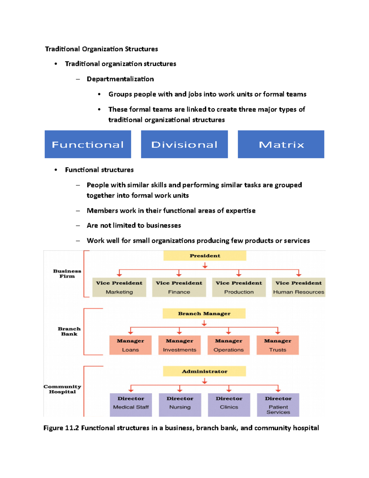 Traditional Organization Structures - Traditional Organization ...