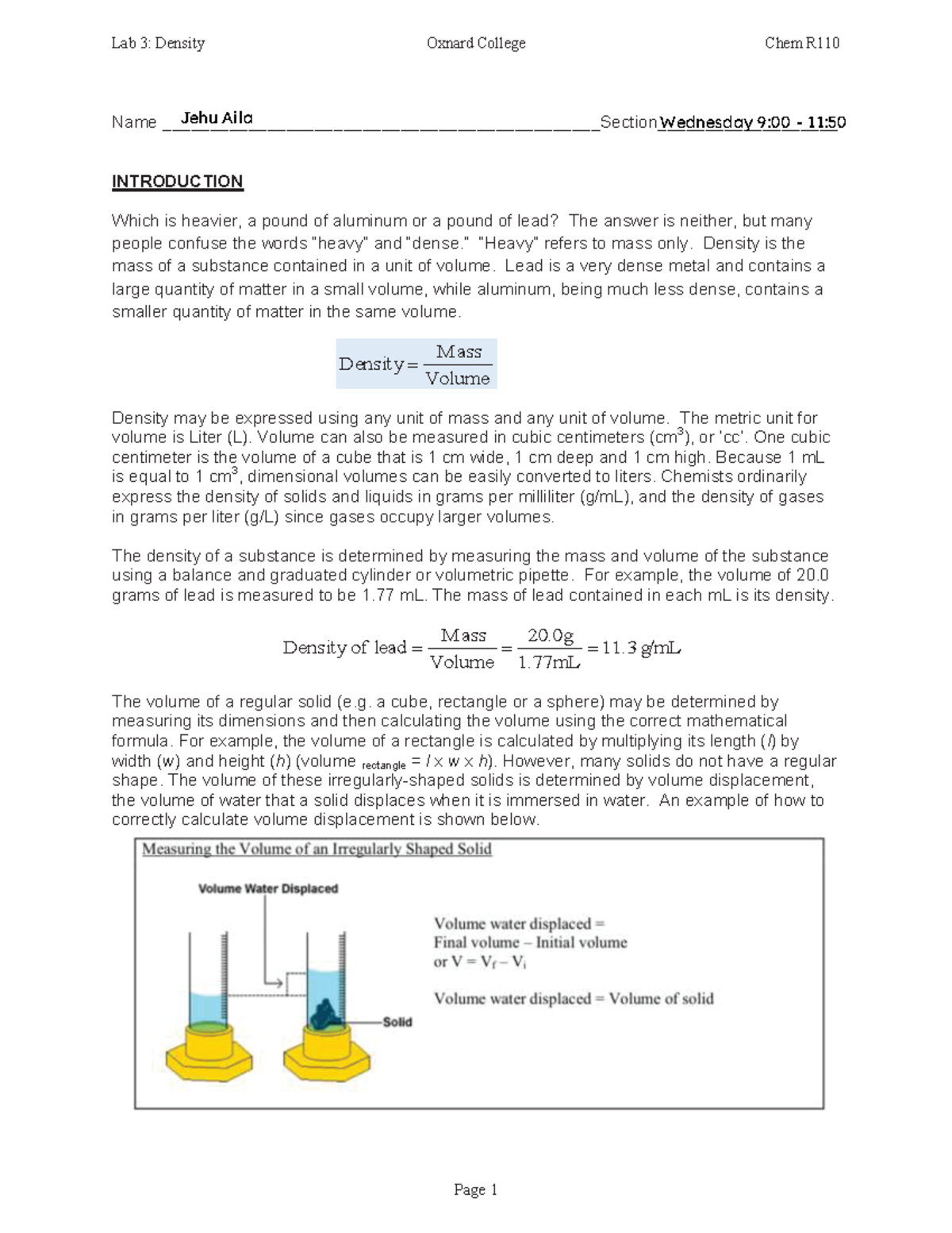 (3) Pre Lab - Before a chemistry lab, you usually have a pre-lab ...