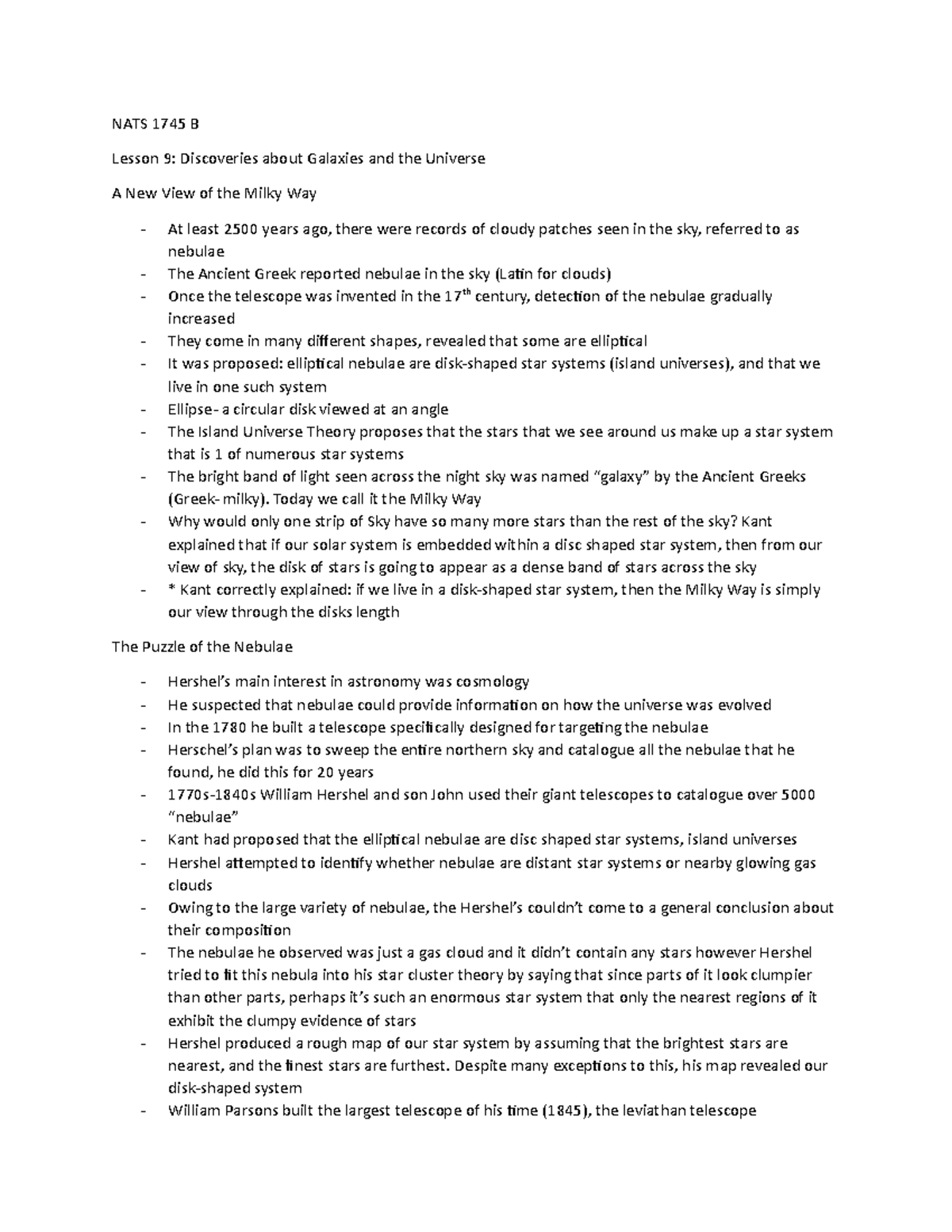 Lesson 9- NATS 1745 B - NATS 1745 B Lesson 9: Discoveries about ...