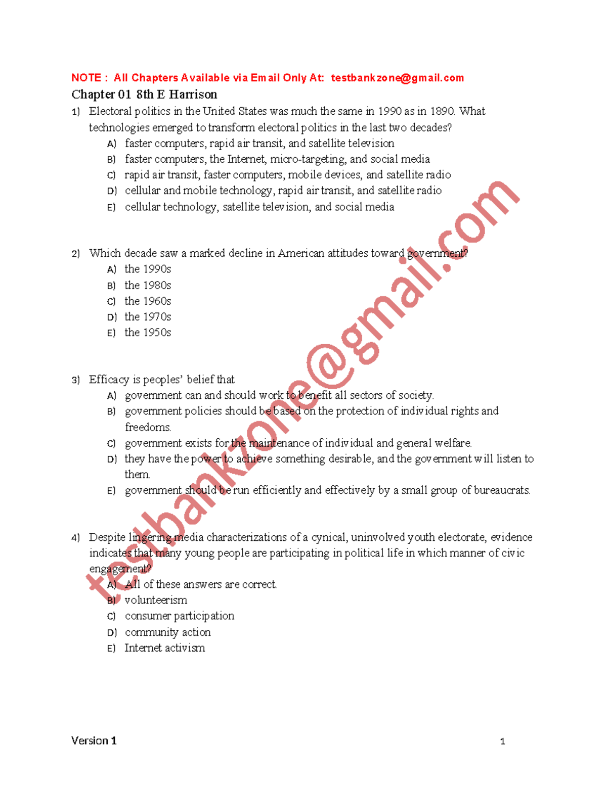 Solutions and Test Bank For American Democracy Now, Essentials, 8th ...