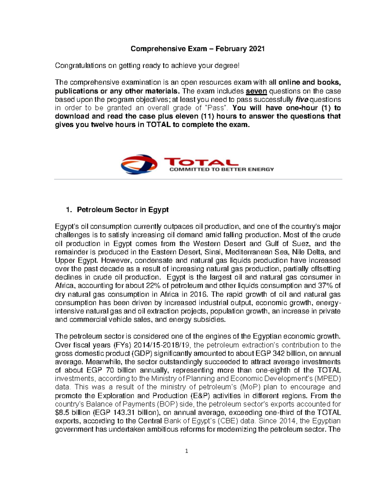 Total exam - Comprehensive Exam – February 2021 Congratulations on ...