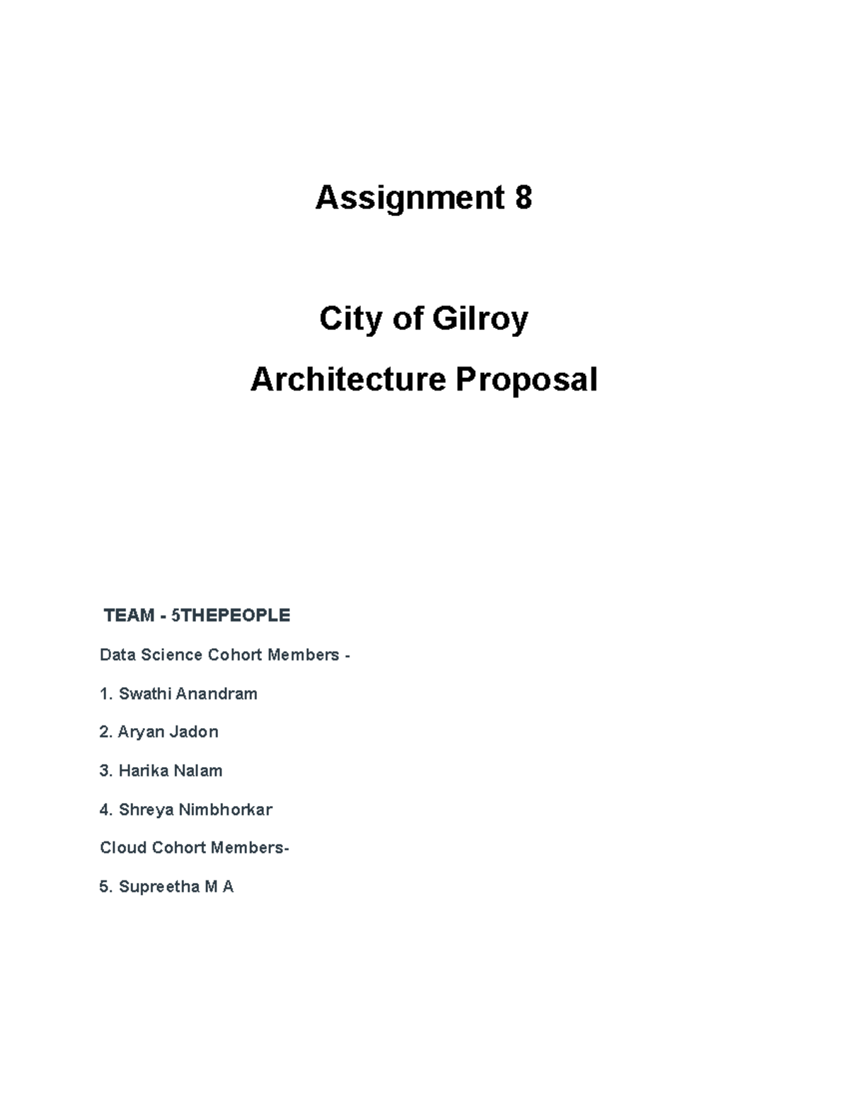 City of Gilroy - Project Requirements - Assignment 8 City of Gilroy ...