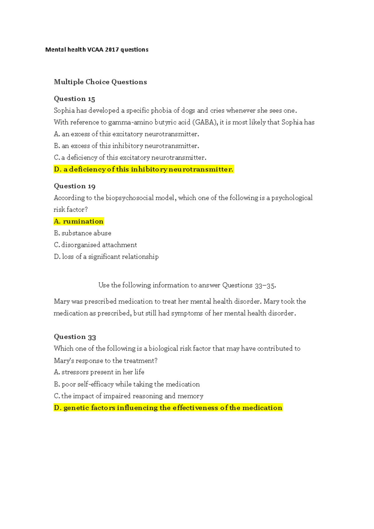 Mental%20health%20VCAA%202017 %20questions%20-%20 Answers - Mental ...