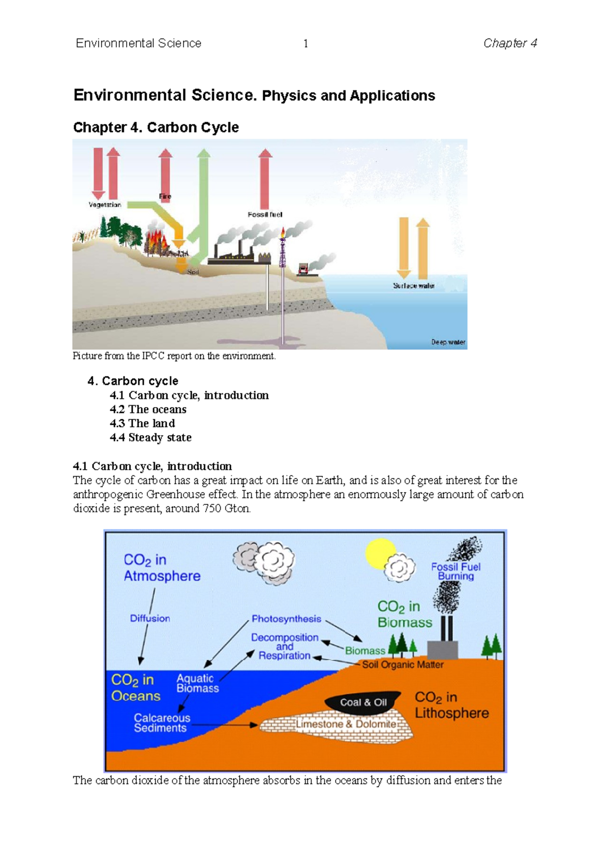 Ch4 - Sammanfattning - Environmental Science. Physics and Applications Chapter 4. Carbon Cycle ...