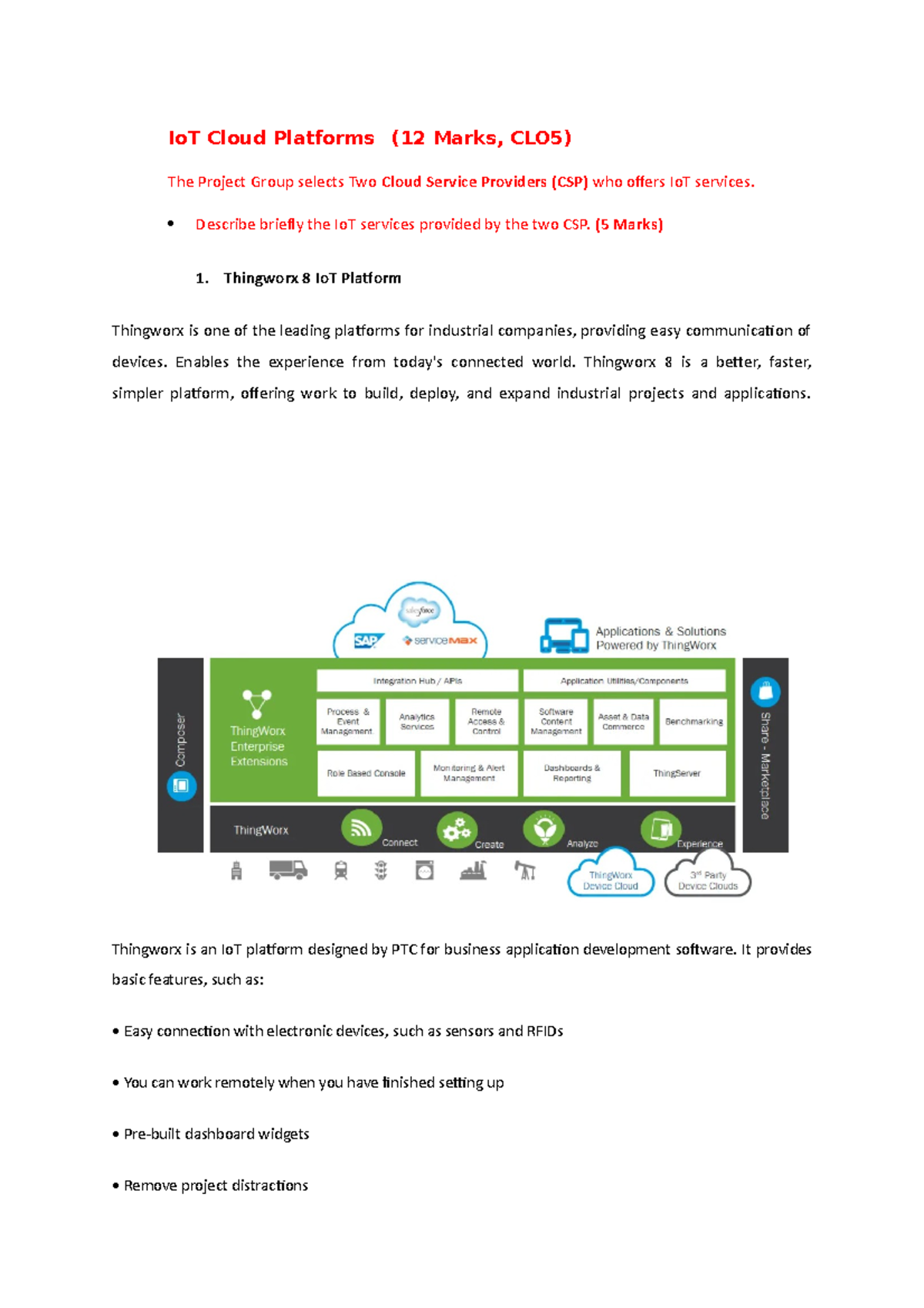 Final Version Io T Task - work - IoT Cloud Platforms (12 Marks, CLO5 ...