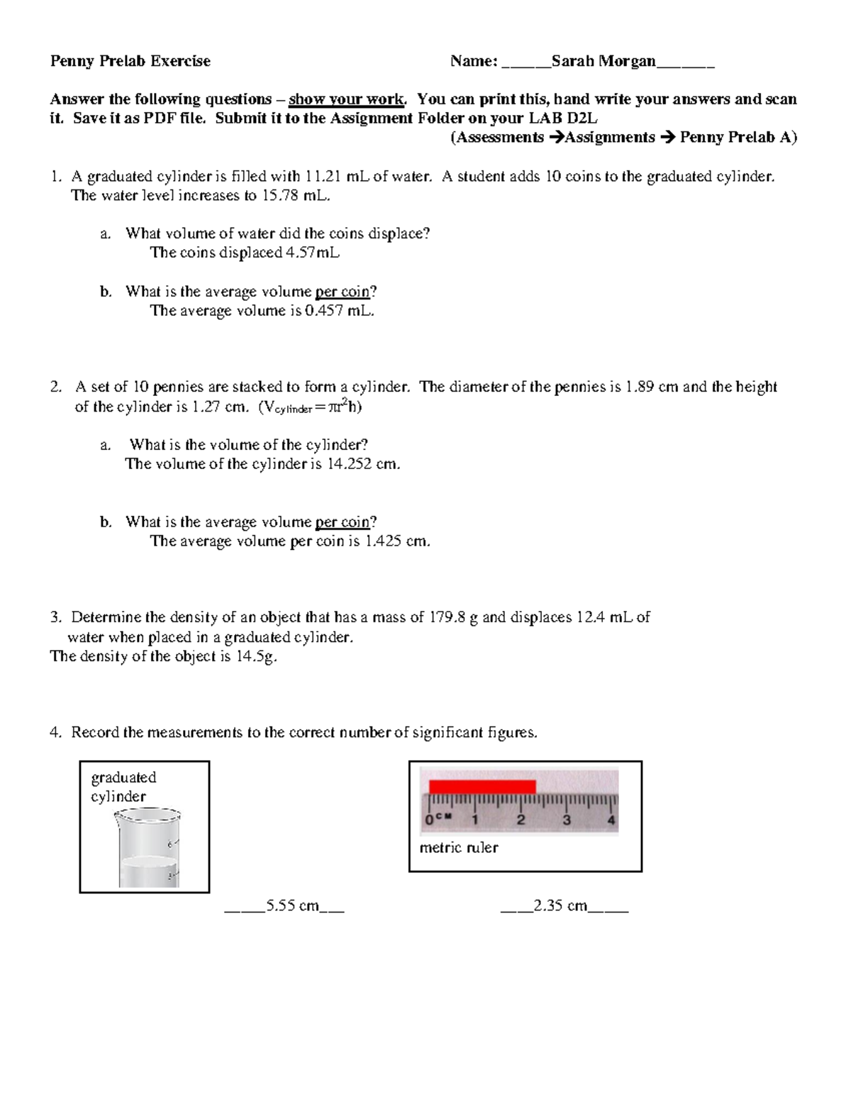 Penny Prelab Exercise - You can print this, hand write your answers and ...