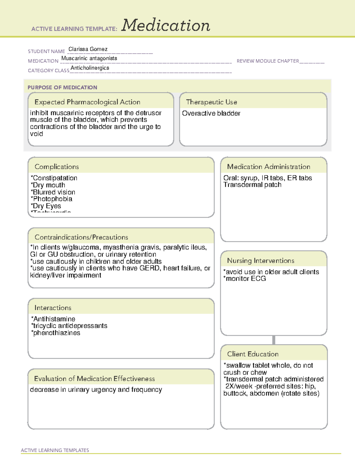 3 Identifying Risk for Anticholinergic Effects of Medications - ACTIVE ...